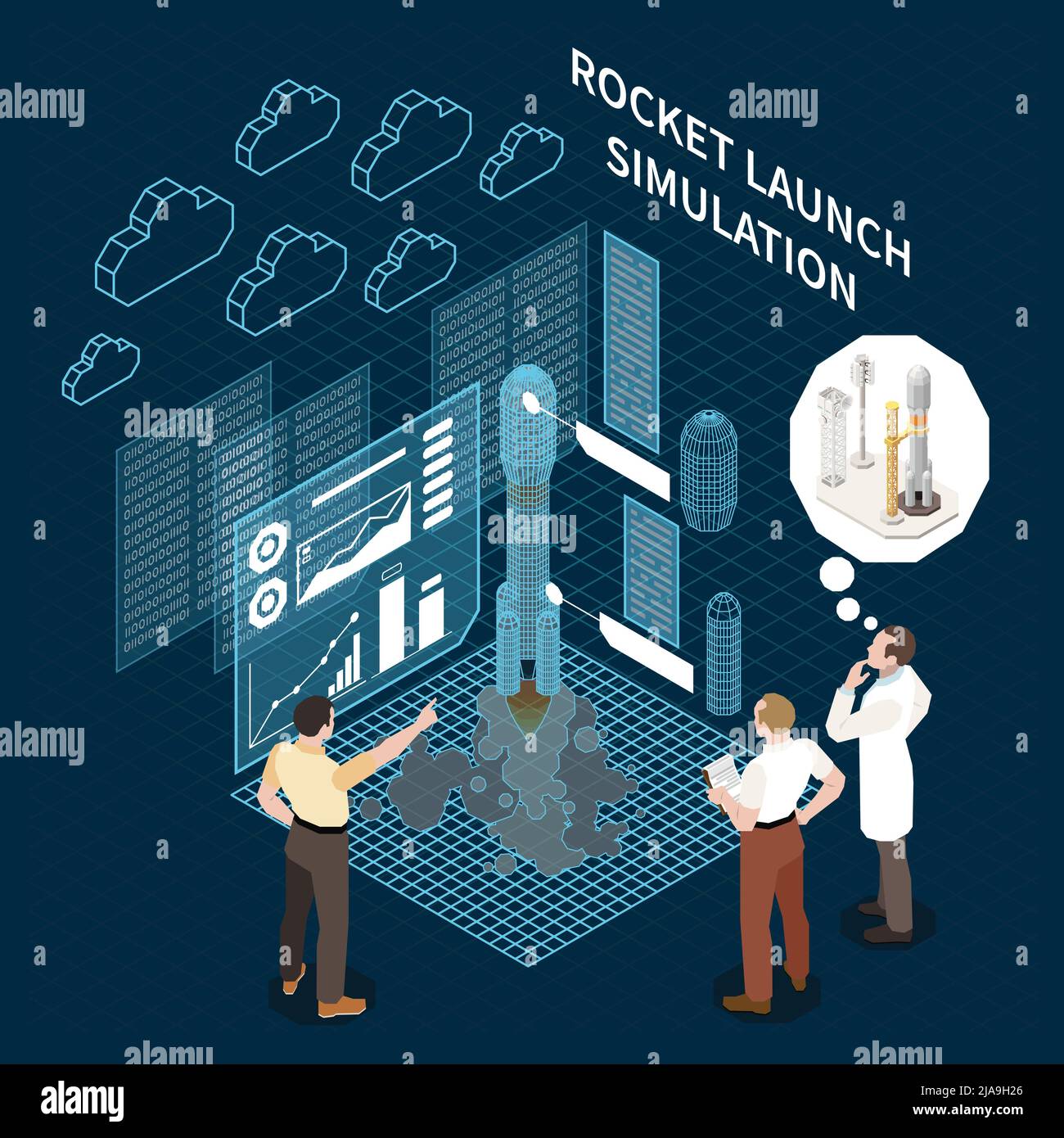 Digital twin technology composition with 3d rocket launch simulation ...