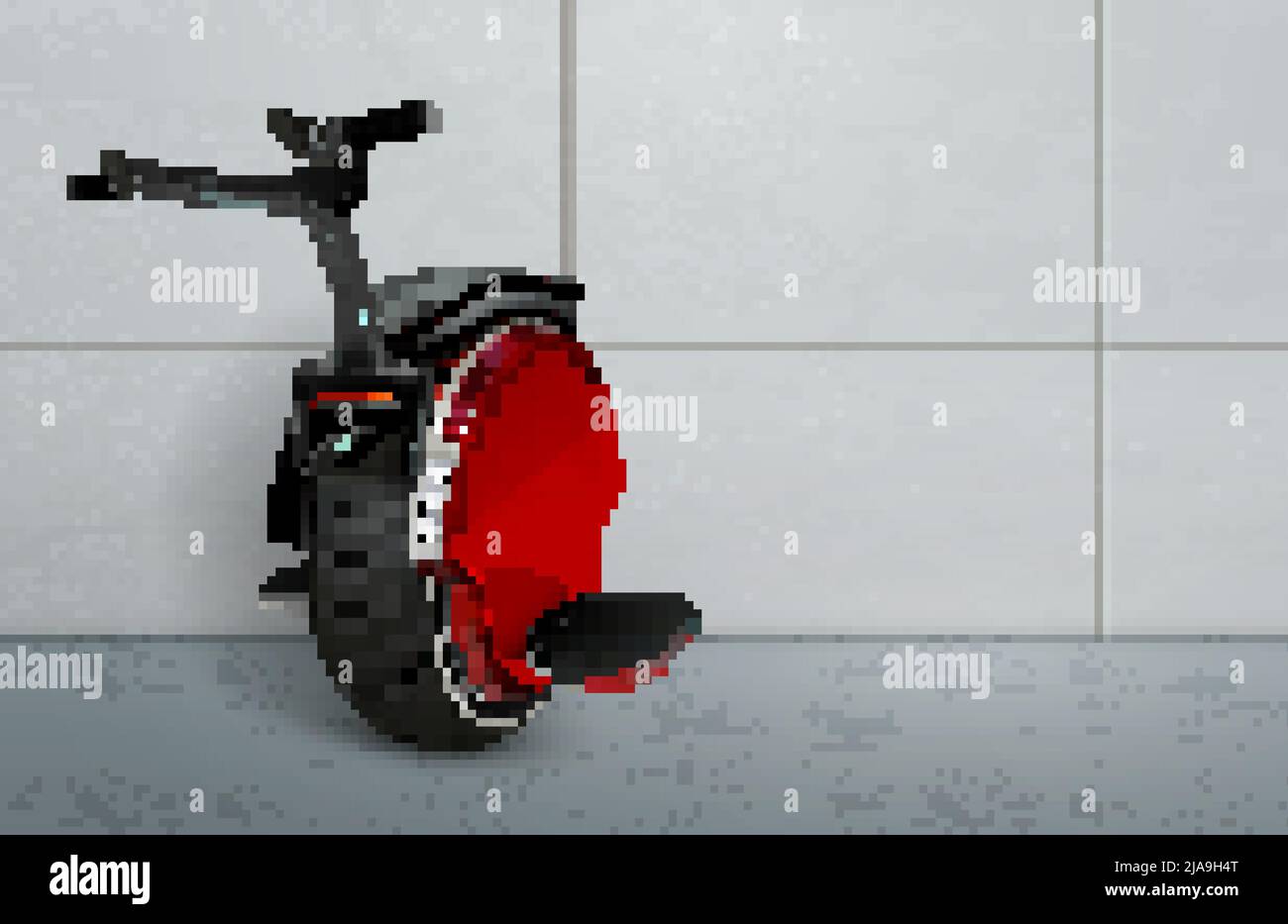 Monowheel realistic composition with 3d image of monocycle alone at ...