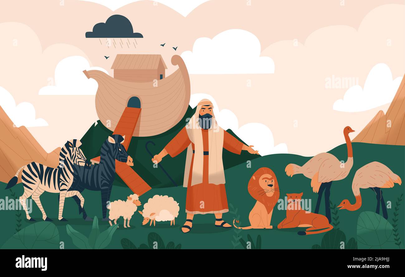 Christ bible story noah ark composition noah gathers the animals to ...