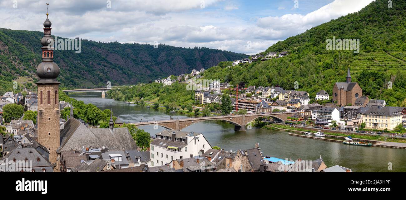 Cochem, Rhineland-Palatinate, Germany - 21 May 2022: View over the town ...