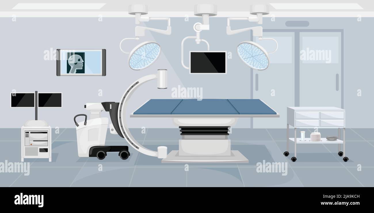 High tech medical operating room equipped advanced imaging devices flat ...