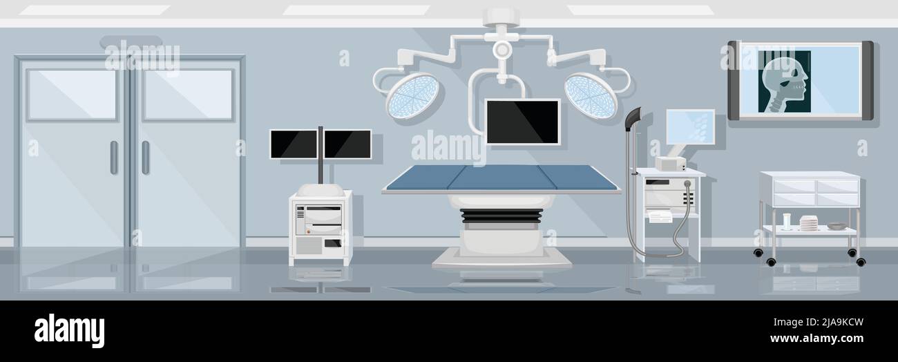Medical operating room horizontal illustration demonstrated modern ...