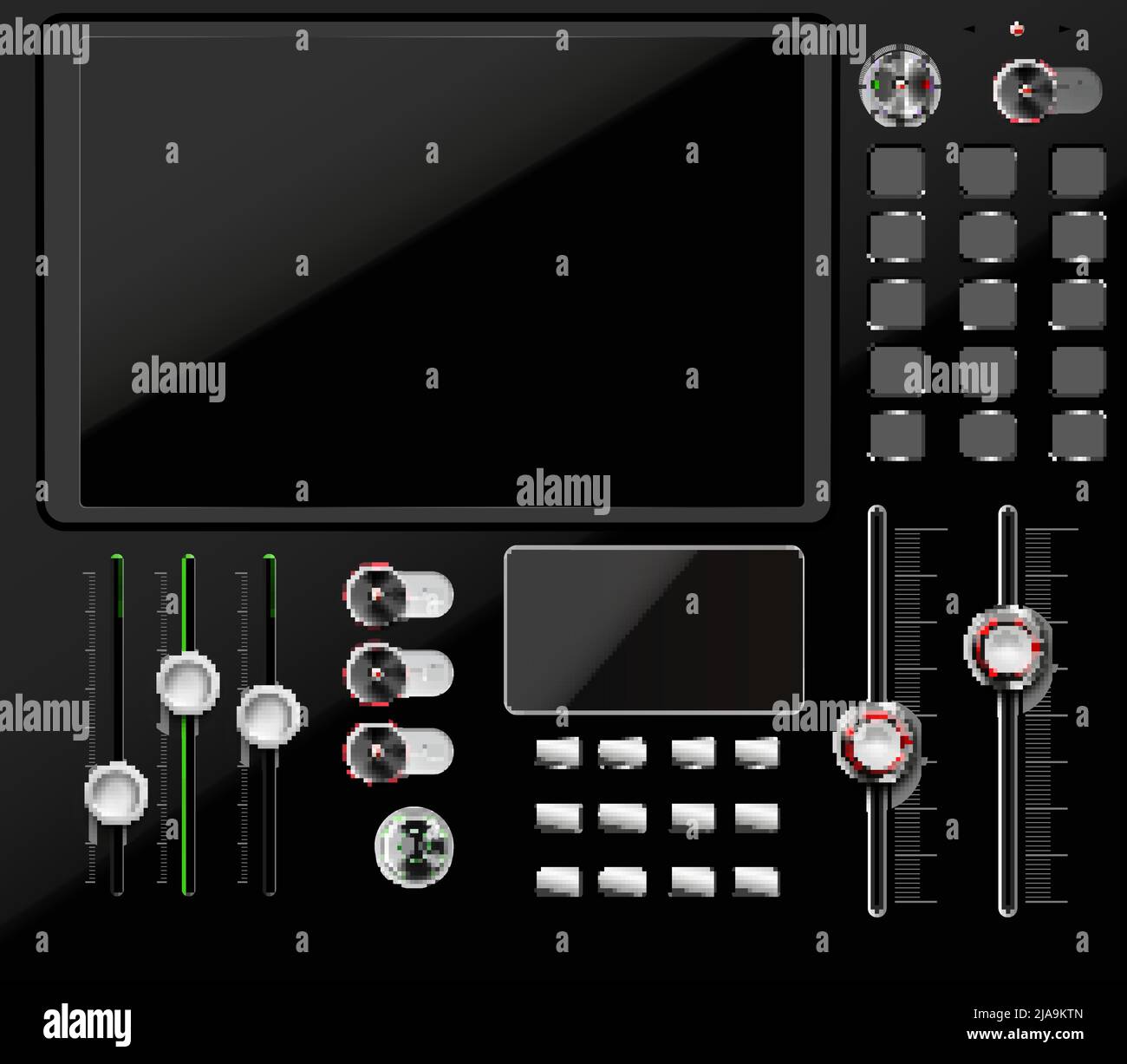 Dashboard elements realistic composition with flat view of control ...