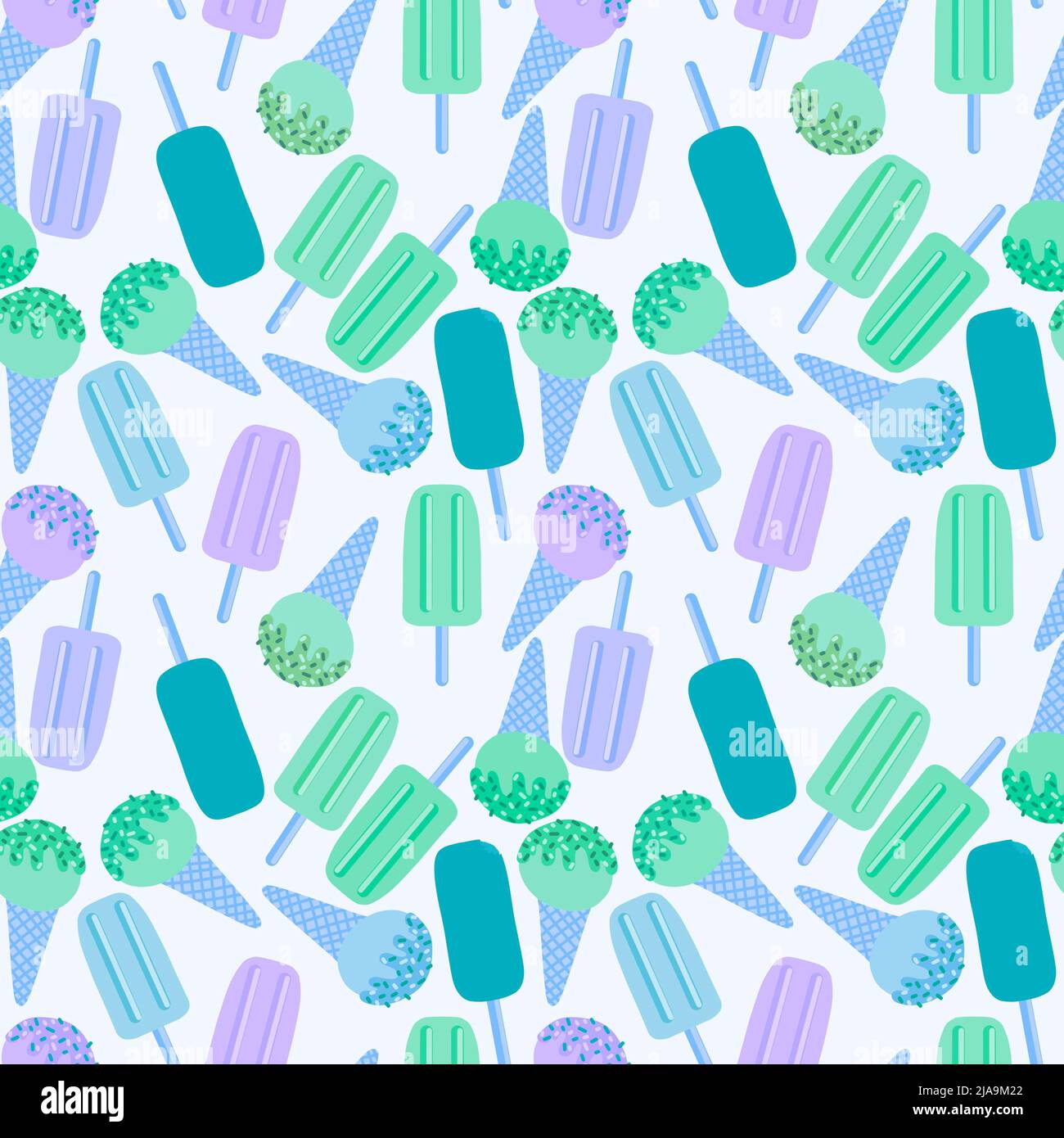 Summer seamless cartoon ice cream pattern for fabrics and textiles and ...