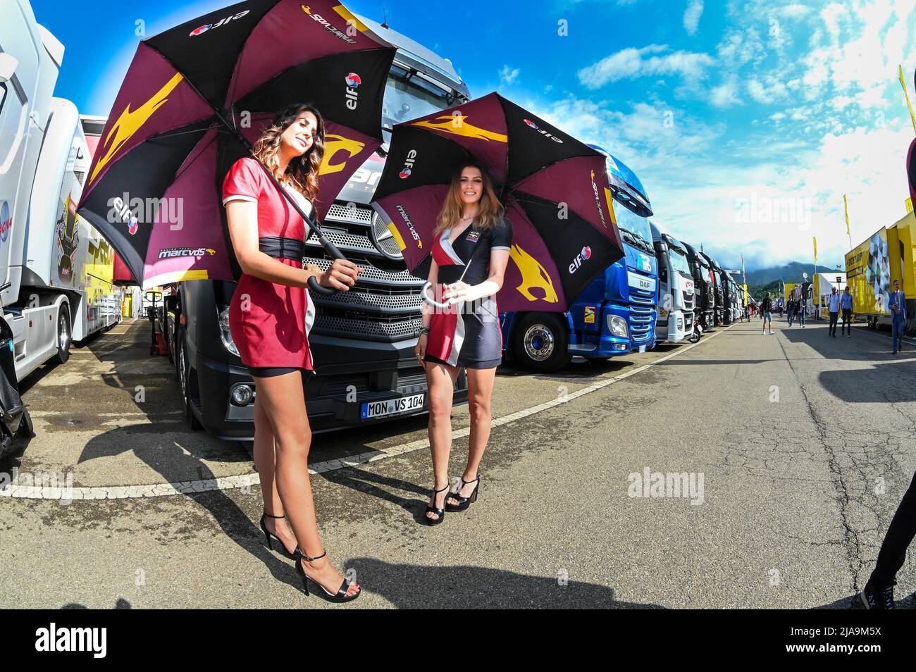 Grid girl stroll around the paddock during the MotoGP World ...