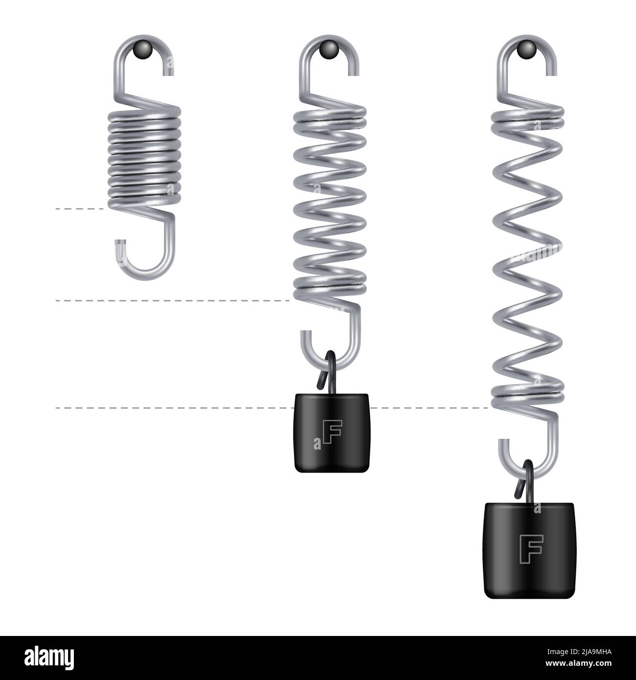 Metal spring silver realistic set with weight isolated vector ...
