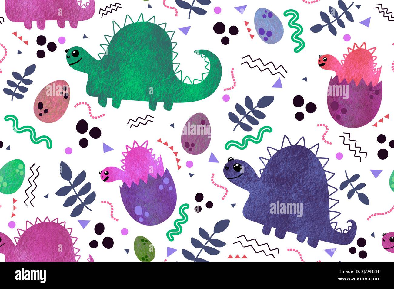 Kids seamless cartoon dinosaur pattern for wallpaper and fabrics and ...
