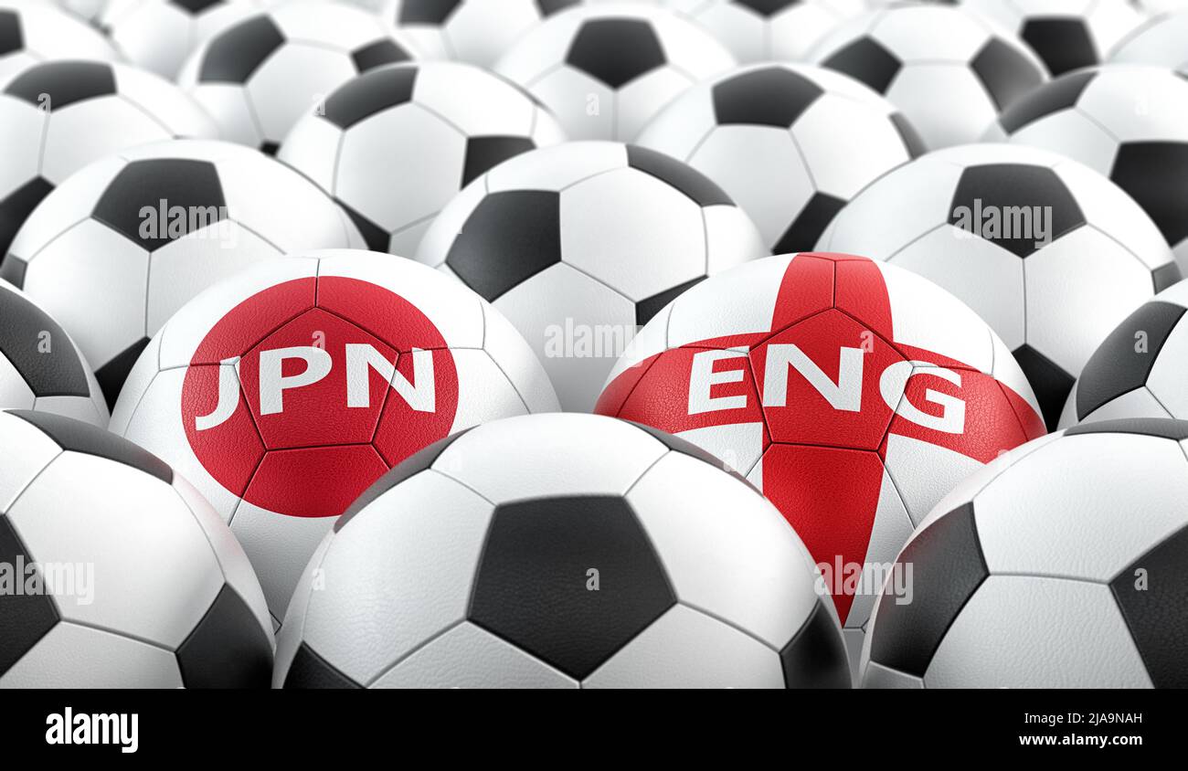 Japan vs. England Soccer Match - Leather balls in Japan and England ...