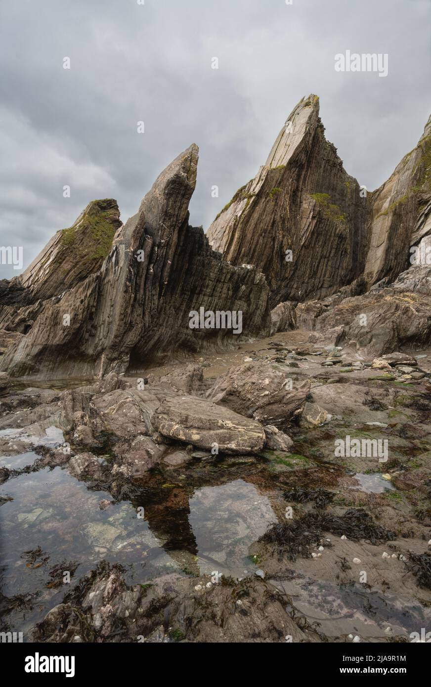 Stone formations at Wyscombe Beach, Devon, England Stock Photo - Alamy