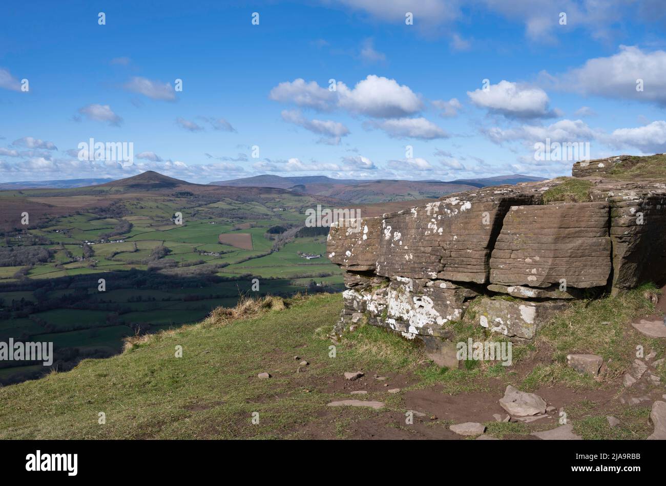 View towards Sugar Loaf Mountain from Skirrid Fawr near Abergavenny ...