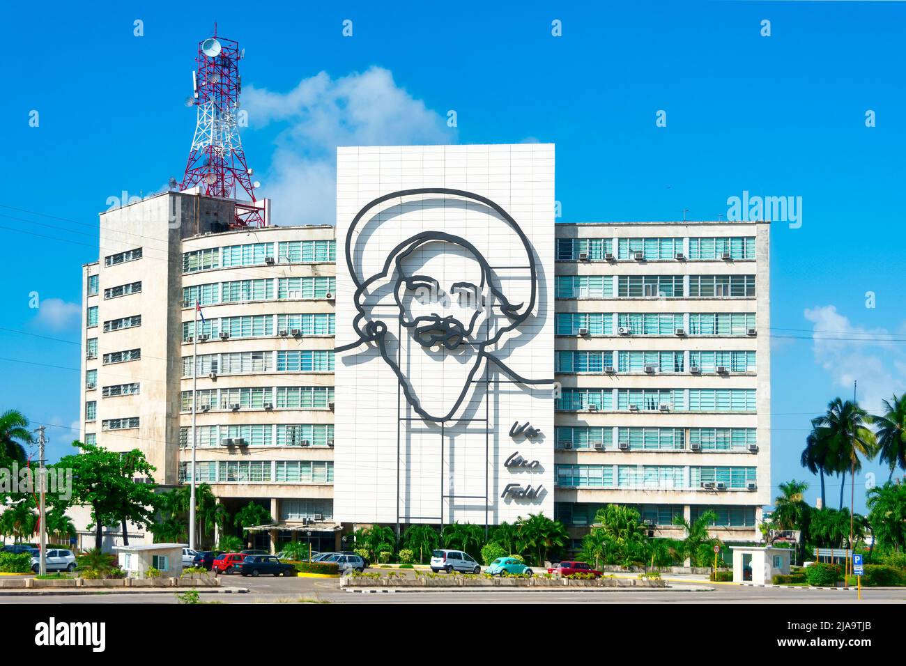 Ministry of Communications building with image of Camilo Cienfuegos ...