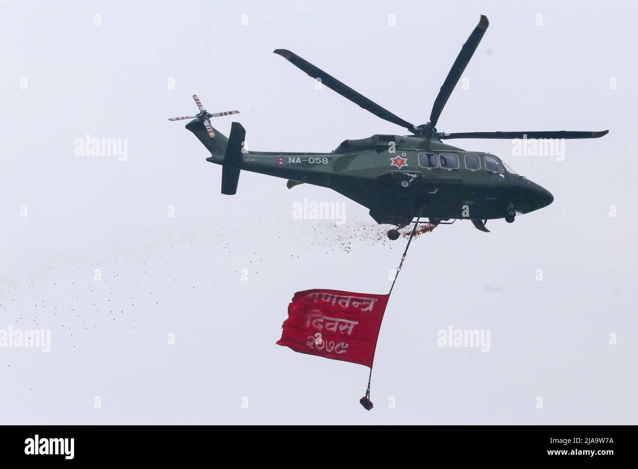 On May 29, 2022 in Kathmandu, Nepal. Helicopter of Nepalese Army team ...