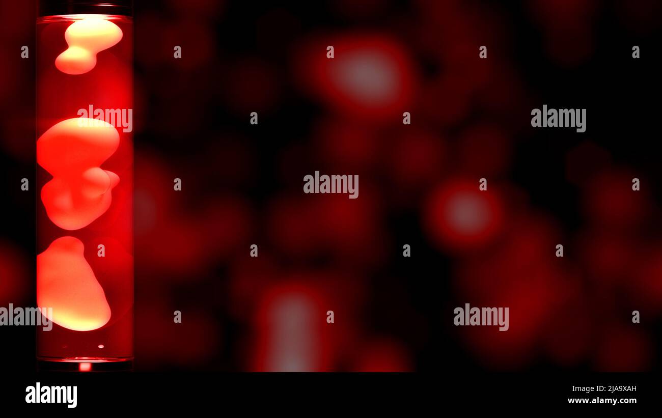 Beautiful red lava lamp glowing on bright bg with empty space ...