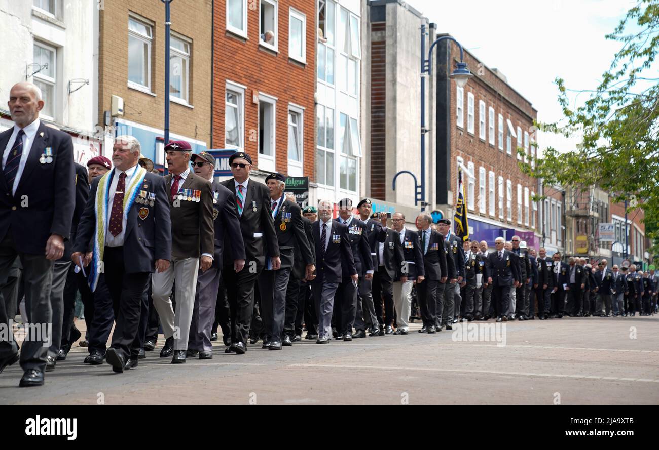 Falklands veterans march through the town of Gosport after a national ...