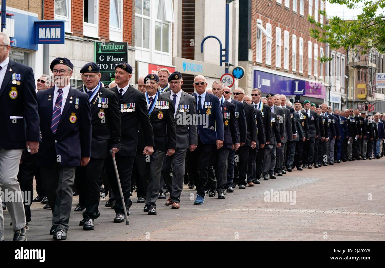 Falklands veterans march through the town of Gosport after a national ...
