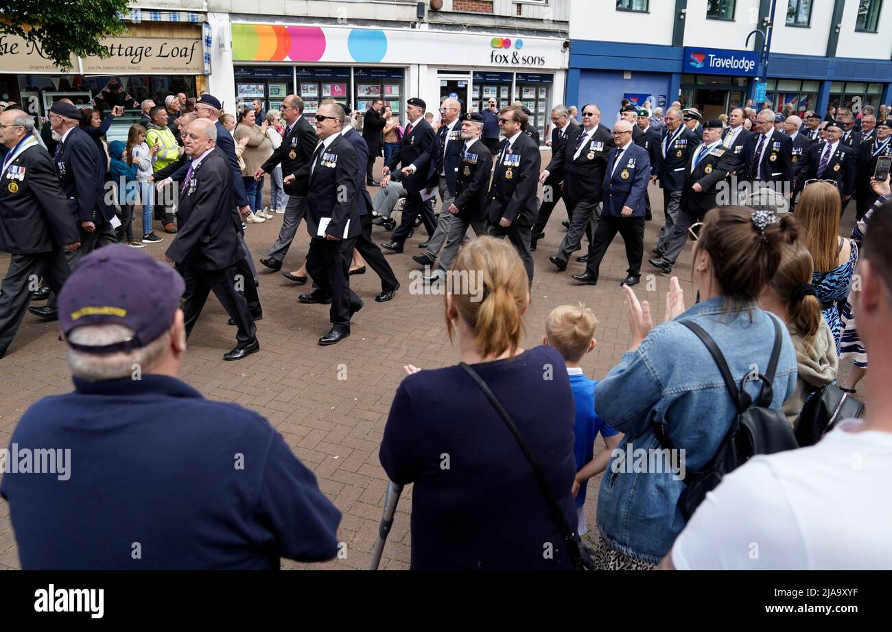 Falklands veterans march through the town of Gosport after a national ...