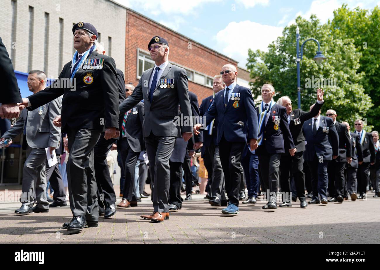 Falklands veterans march through the town of Gosport after a national ...