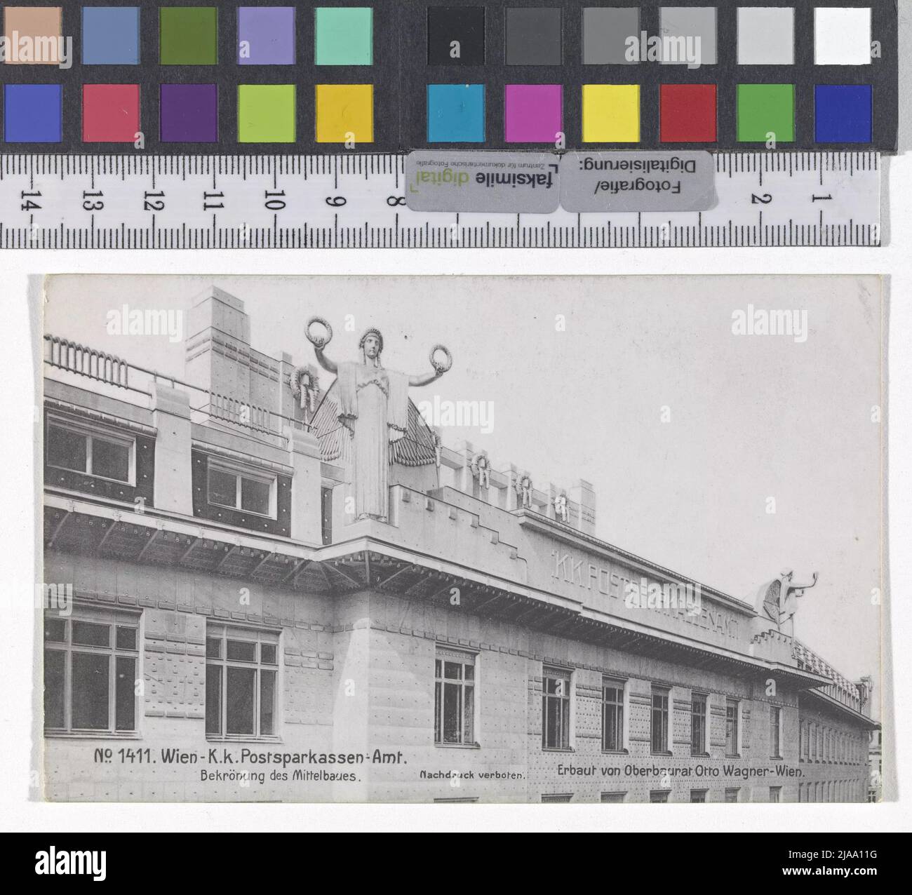 K.K. Post parking office, detail of the Attika of the Middle Risalit ...