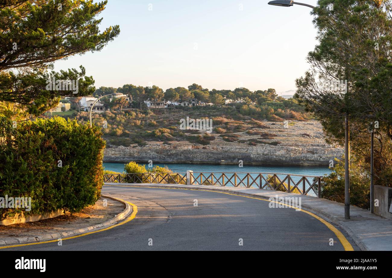 street view porto christo mallorca during morning hours Stock Photo - Alamy