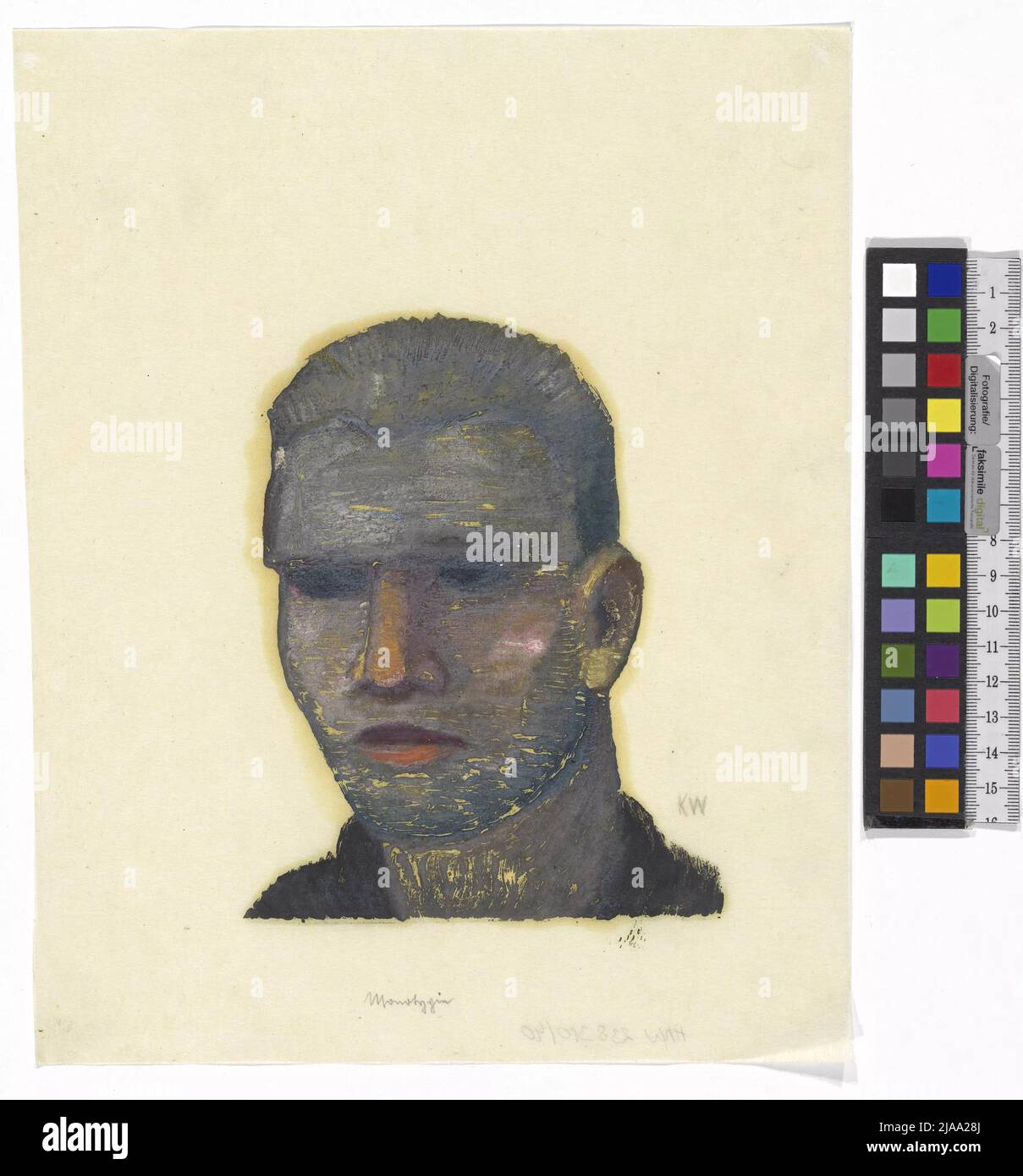 Monotype "Head of a man. Karl Wiener (1901-1949), Graphic Artist Stock ...