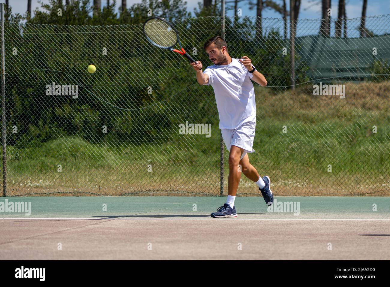 Match point tennis ball hitting hi-res stock photography and images - Alamy