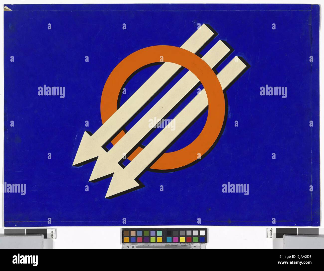 Poster three arrows (white) in a red ring on a blue background. Karl ...