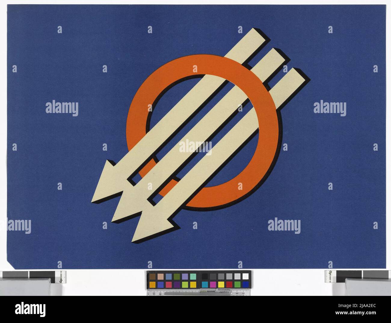 Poster three arrows (white) in a red ring on a blue background. Karl ...