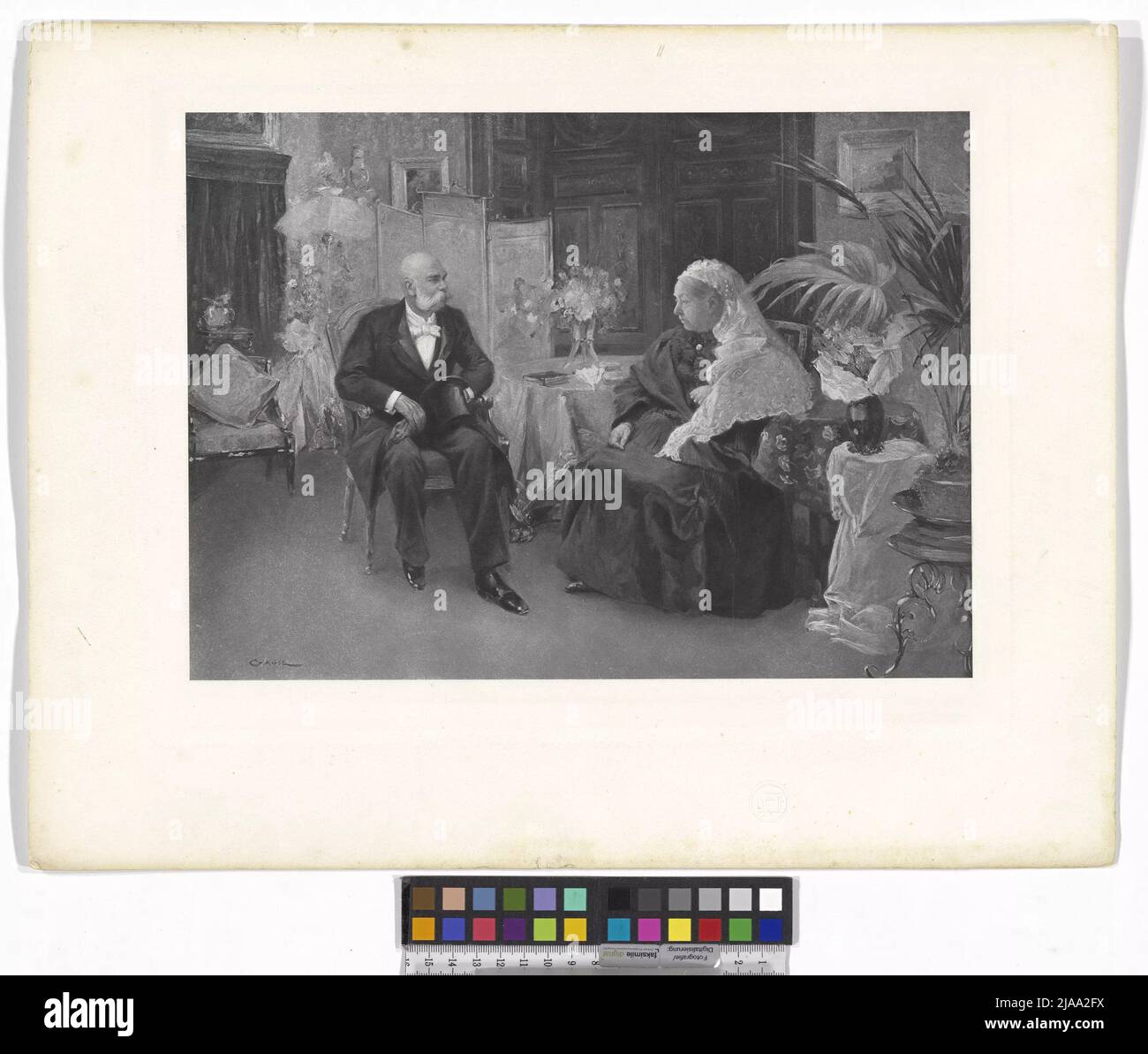 Emperor Franz Joseph and Queen Victoria in conversation. Wilhelm Gause ...