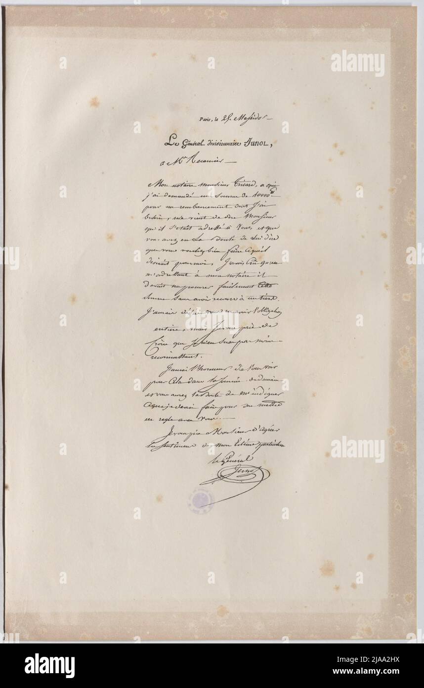 Writing from General Wage Junot (Faksimile). Unknown Stock Photo - Alamy