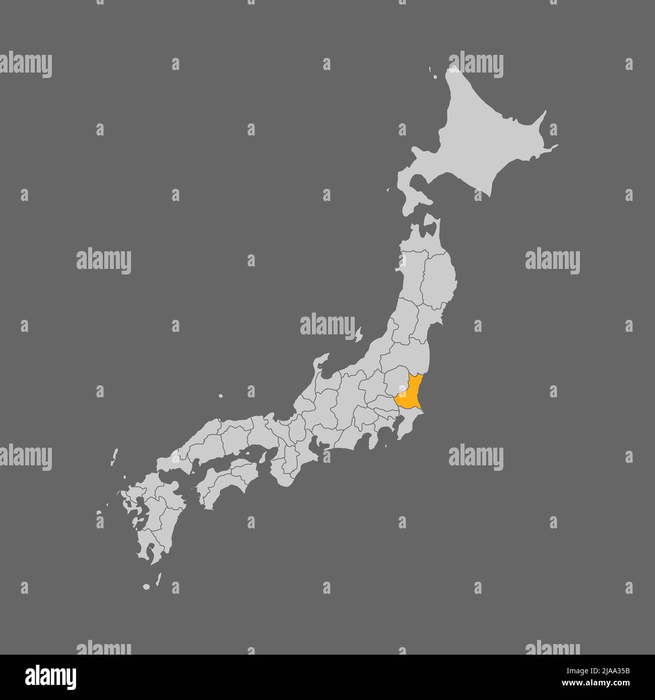 Ibaraki prefecture highlighted on the map of Japan Stock Vector Image ...