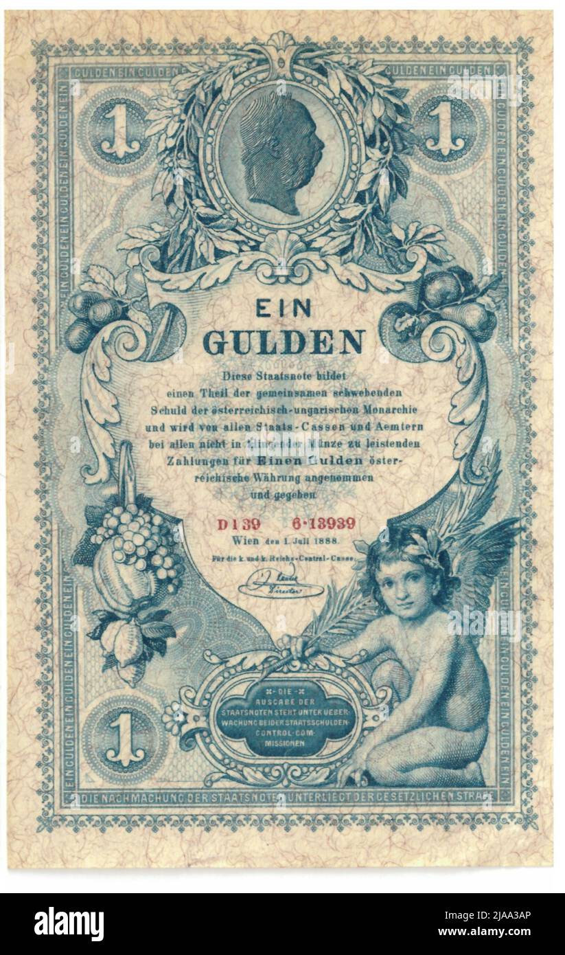 State grade, 1 guilders. K. K. Reichs-Central-Cassa, Mint Authority ...