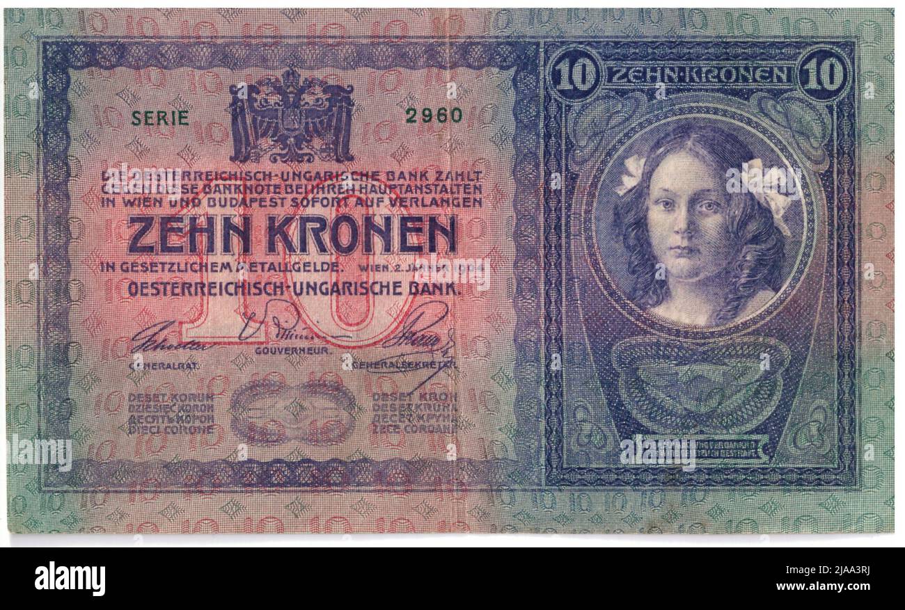 Banknote, 10 crowns. Rudolf Rössler (1864-1934), Artist, Austrian ...