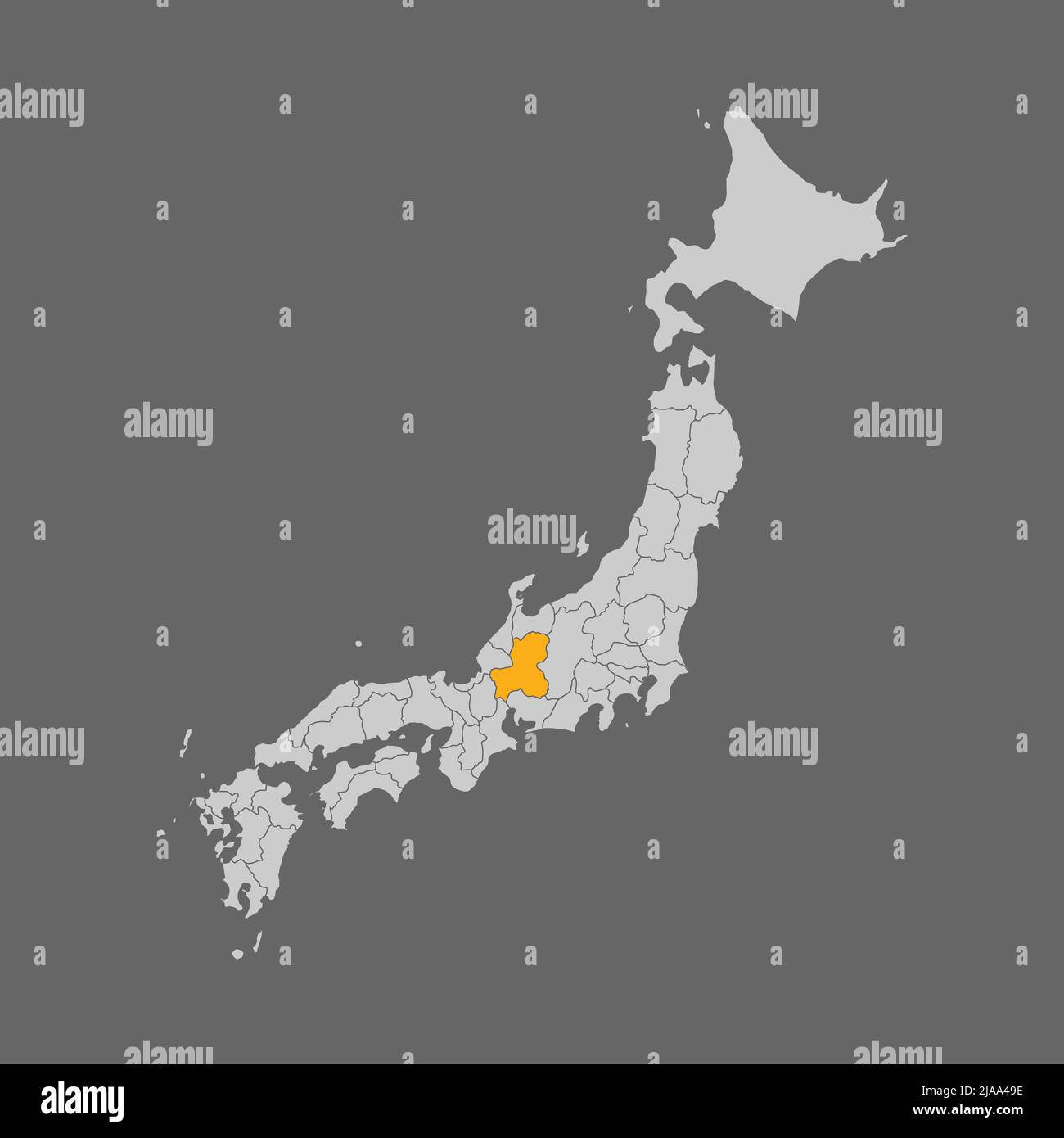 Gifu prefecture highlighted on the map of Japan Stock Vector Image ...