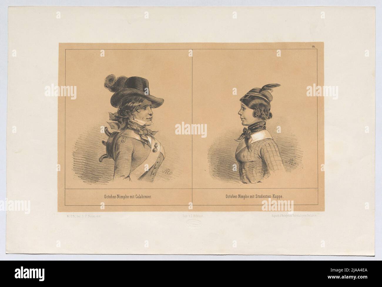 "October-Nimphe with Calabreser.-October-Nimphe with student cap." (No ...