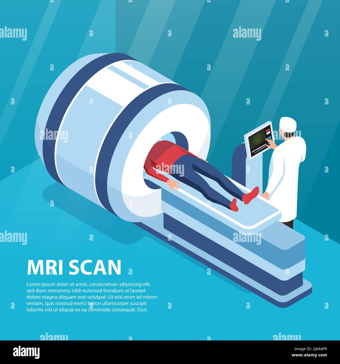 Colored flat scan diagnostic poster with mri scan headline and ...
