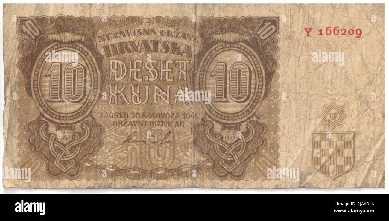 Banknote, 10 Kuna. State Bank Croatia, Mint Authority Stock Photo - Alamy