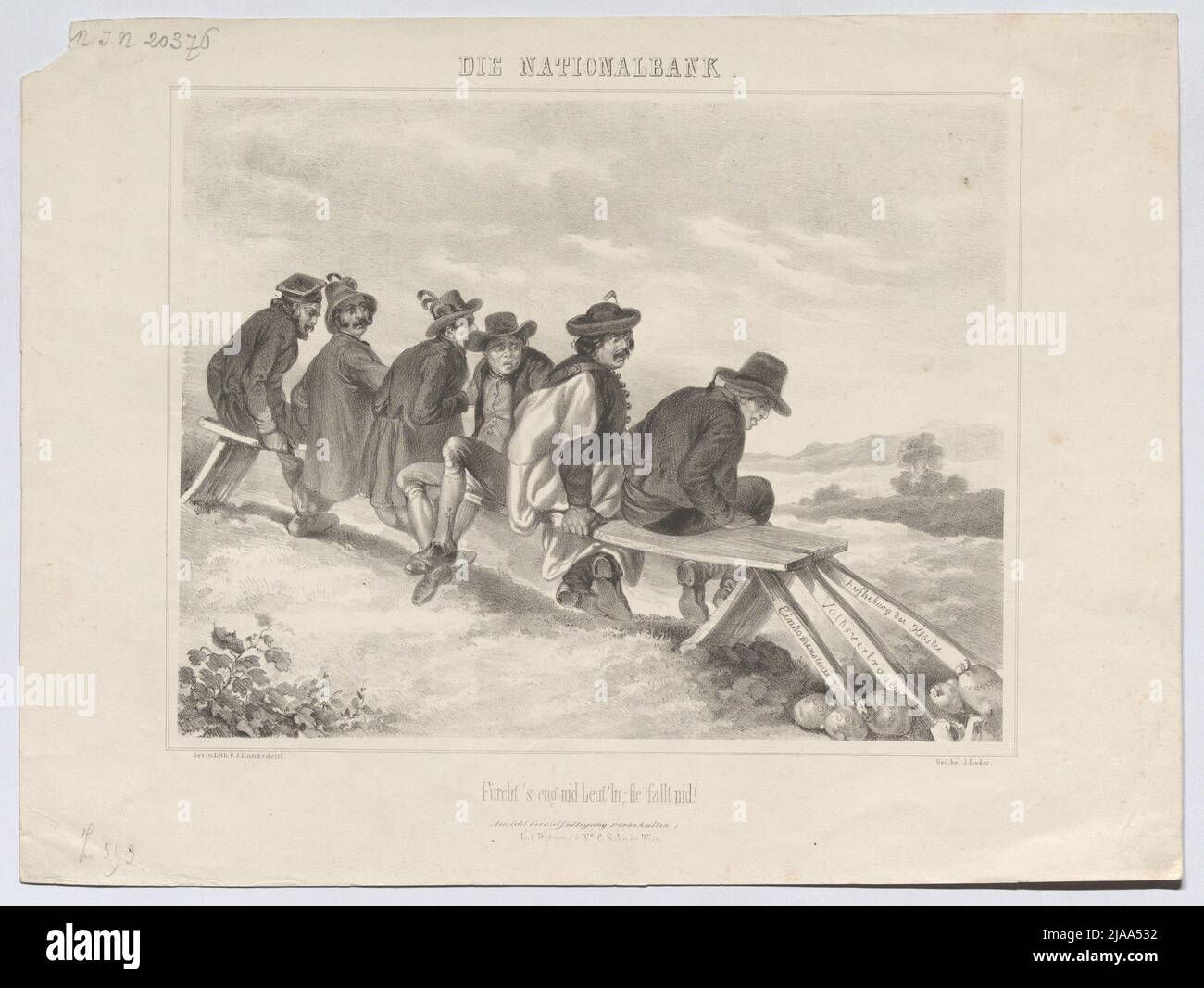 "The National Bank." (Caricature: Austria's nationalities are sitting ...