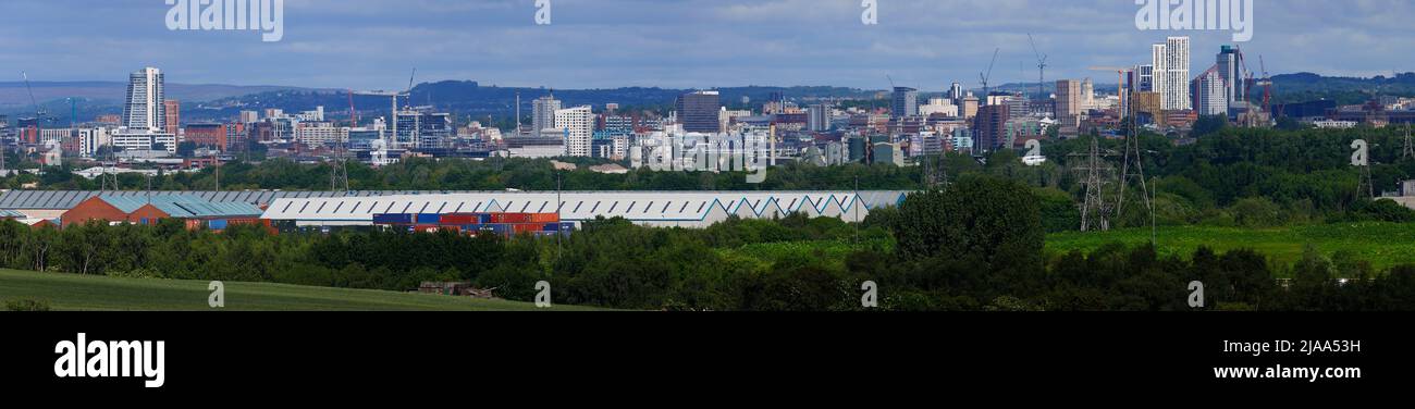 A panoramic view of Leeds City Centre. This view is taken from Rothwell ...