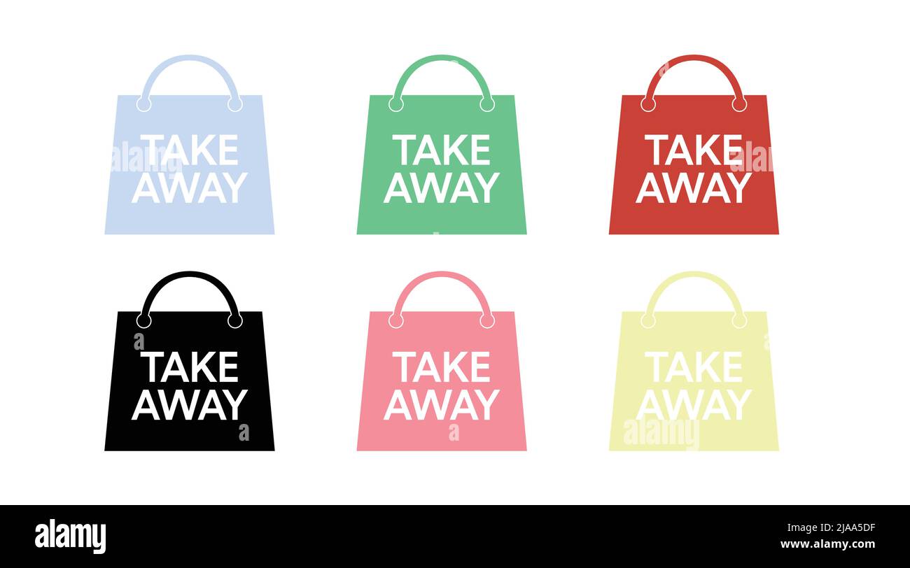Take Away Icon Set. Vector isolated flat editable set of take away bags ...