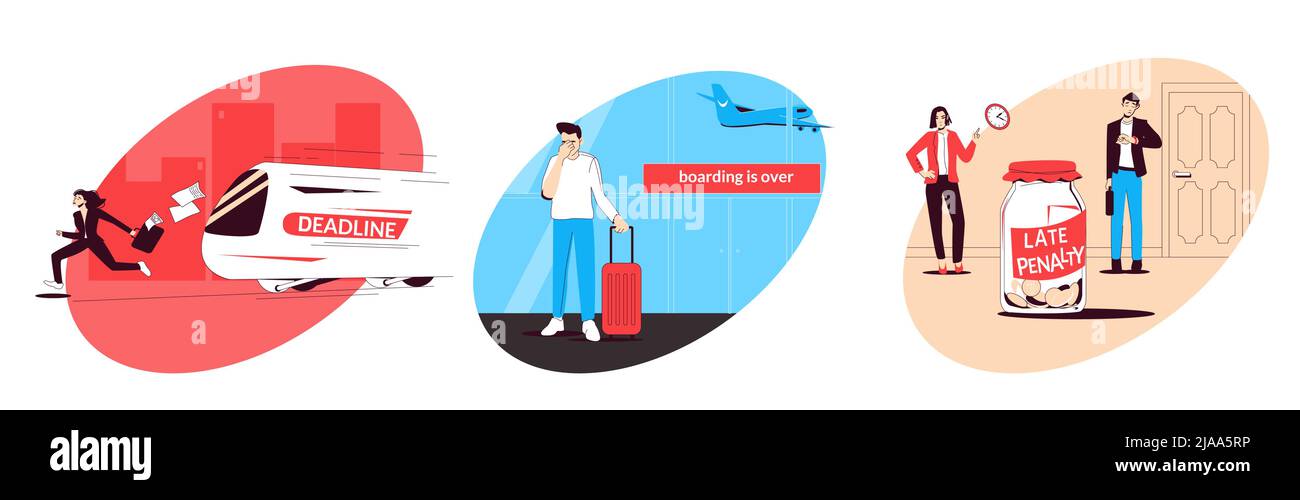 Set with three isolated be late compositions with flat views of penalty ...