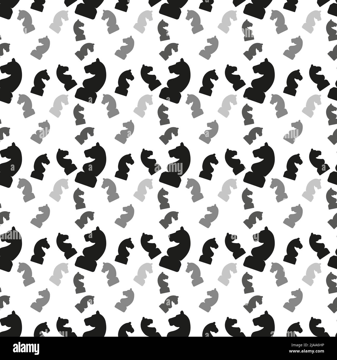 Chess knight seamless pattern. Black and white vector illustration ...