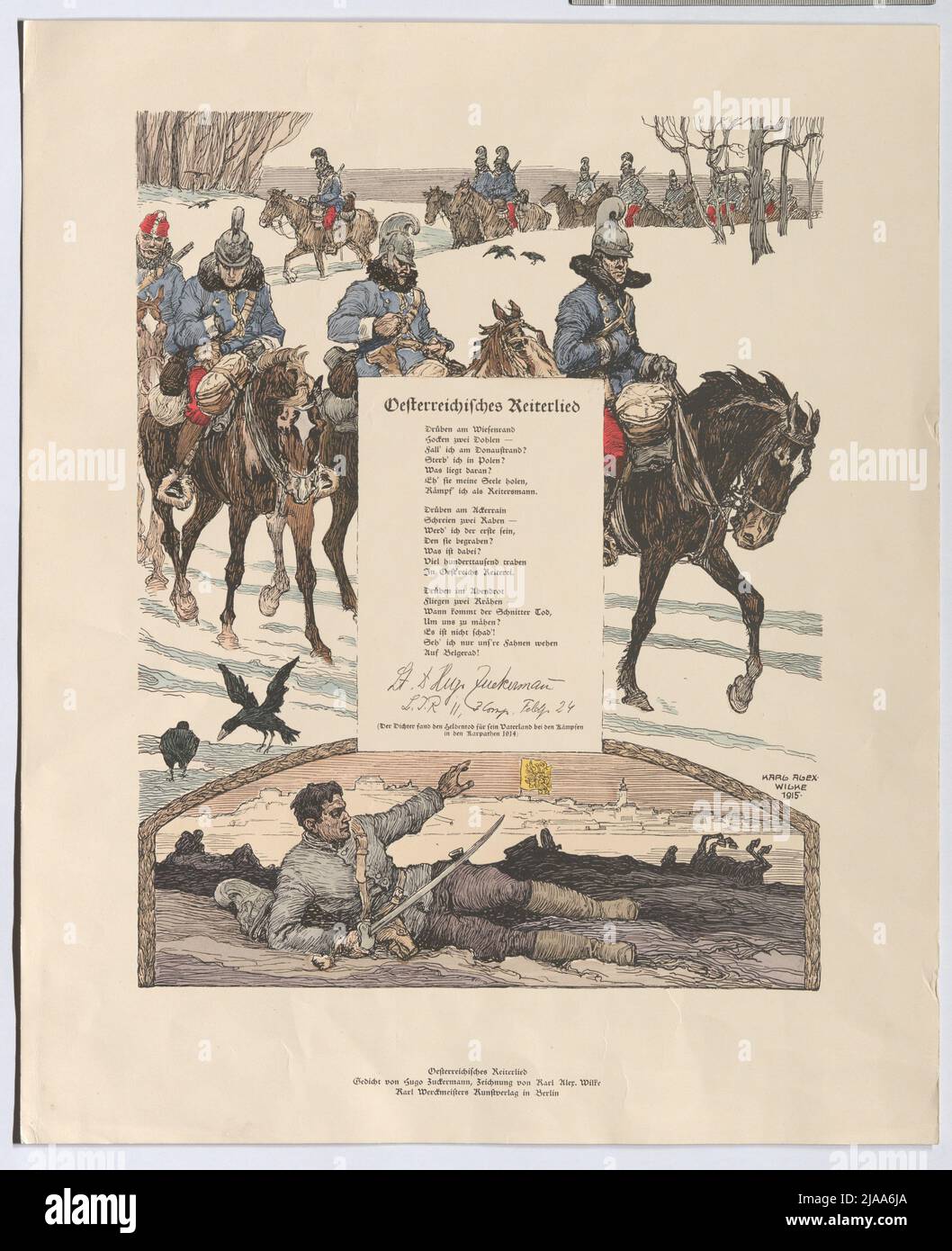 Poem with illustration on the First World War: "Austrian riding song ...