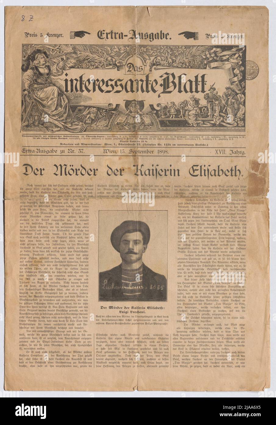 Extra edition of the "interesting leaf" of September 15, 1898 with ...