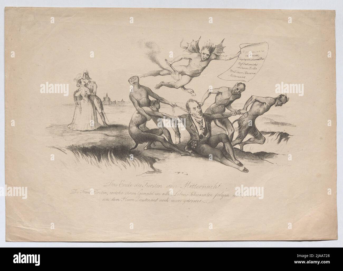 "The end of the prince of midnight." (Satire on Metternich's escape in ...