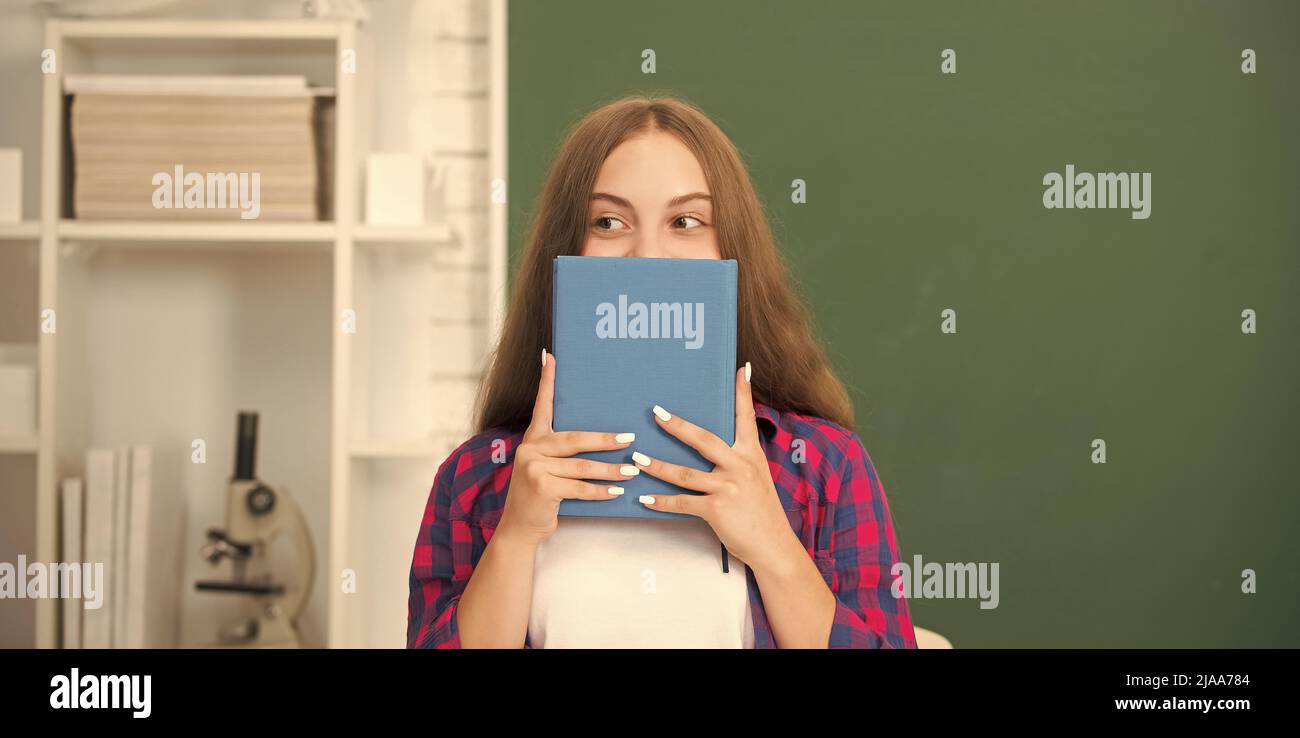 teen girl ready to study. kid do homework with book. teenager student ...