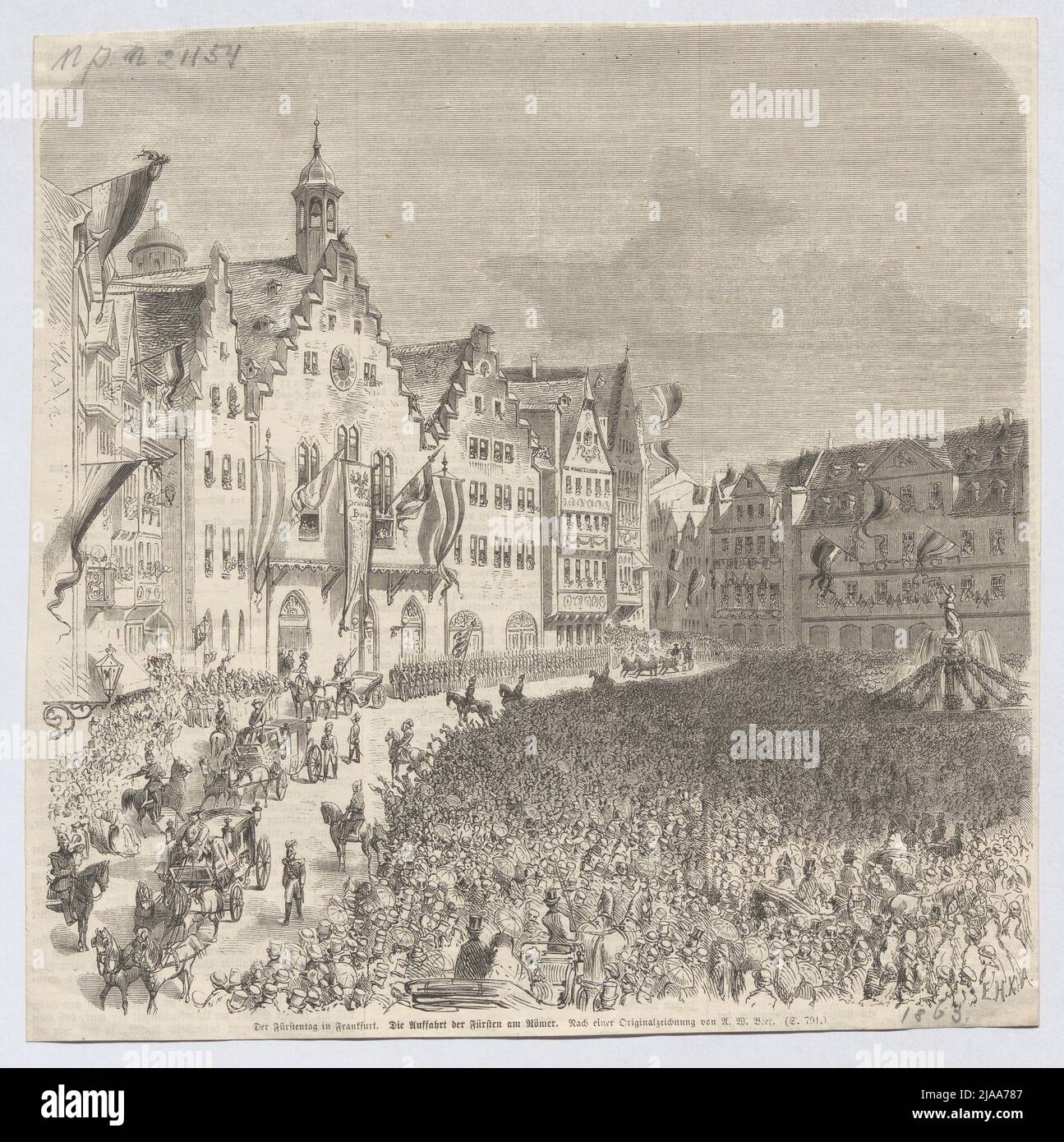 Newspaper excerpt with illustration: The Princely Day in Frankfurt 1863 ...