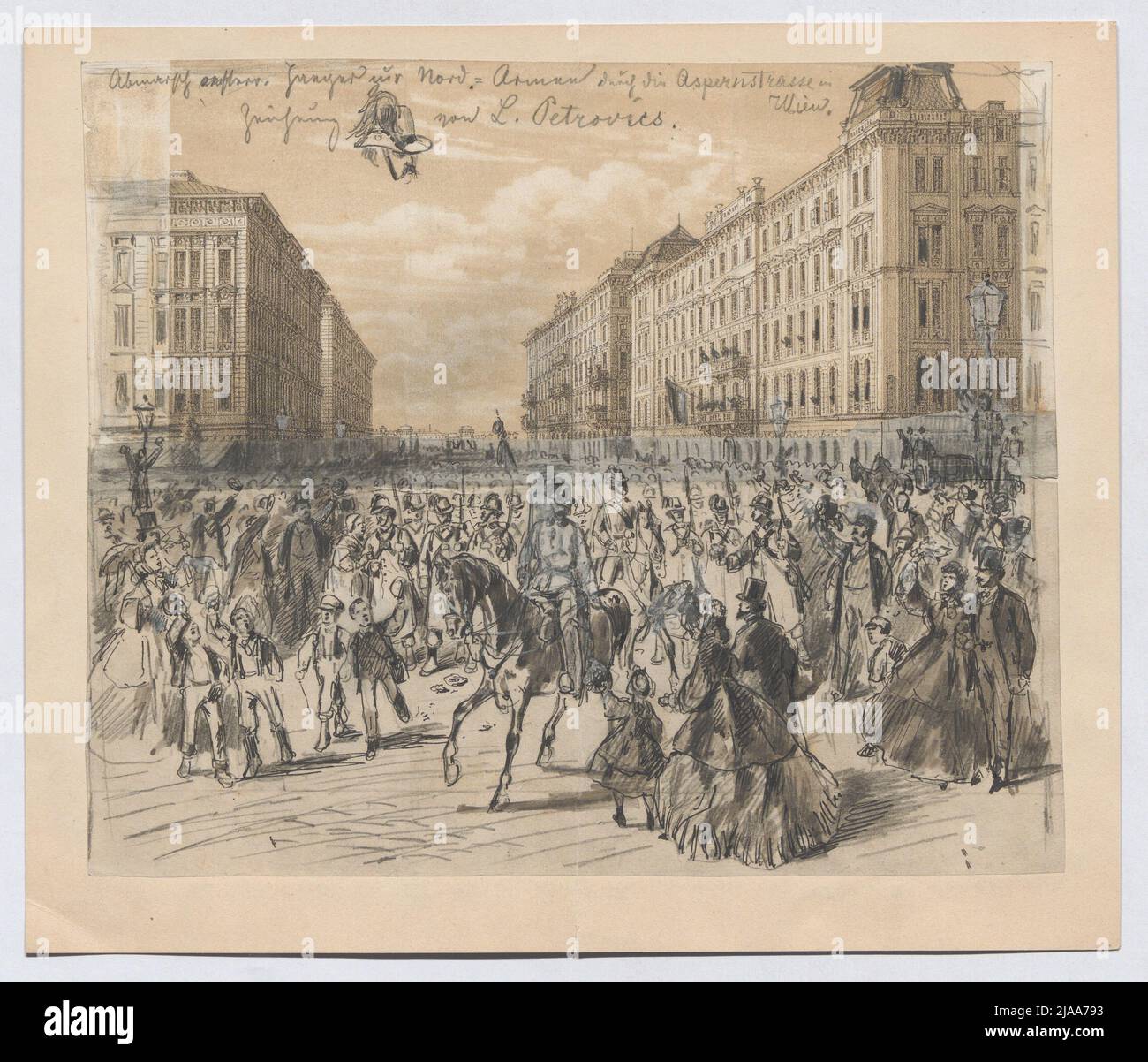 "March Oesterr. Jaeger to the north = army through the Aspernstrasse in ...