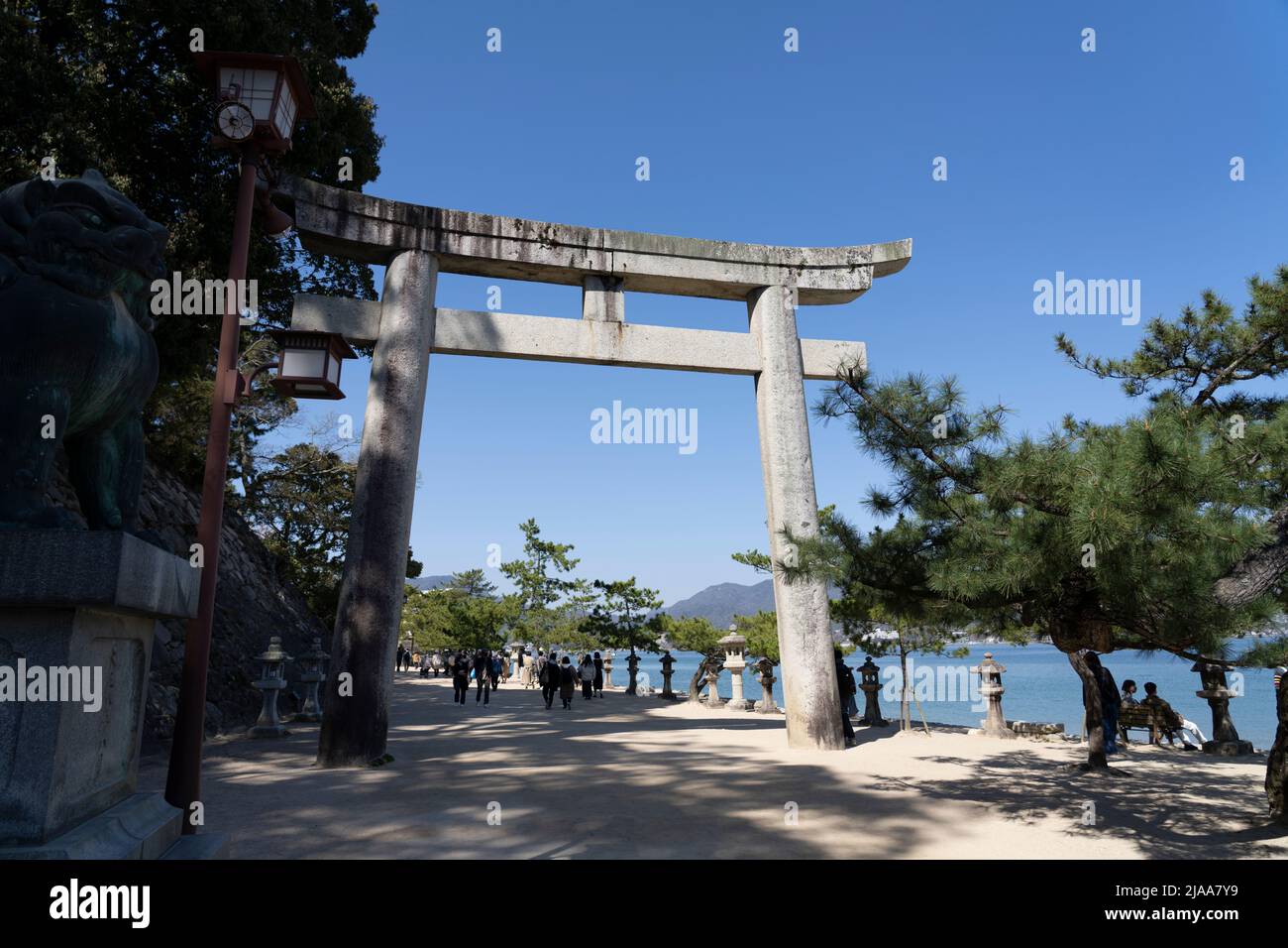 Itsukushima Shrine Stone Torii Gate on Miyajima Island aka Itsukushima ...