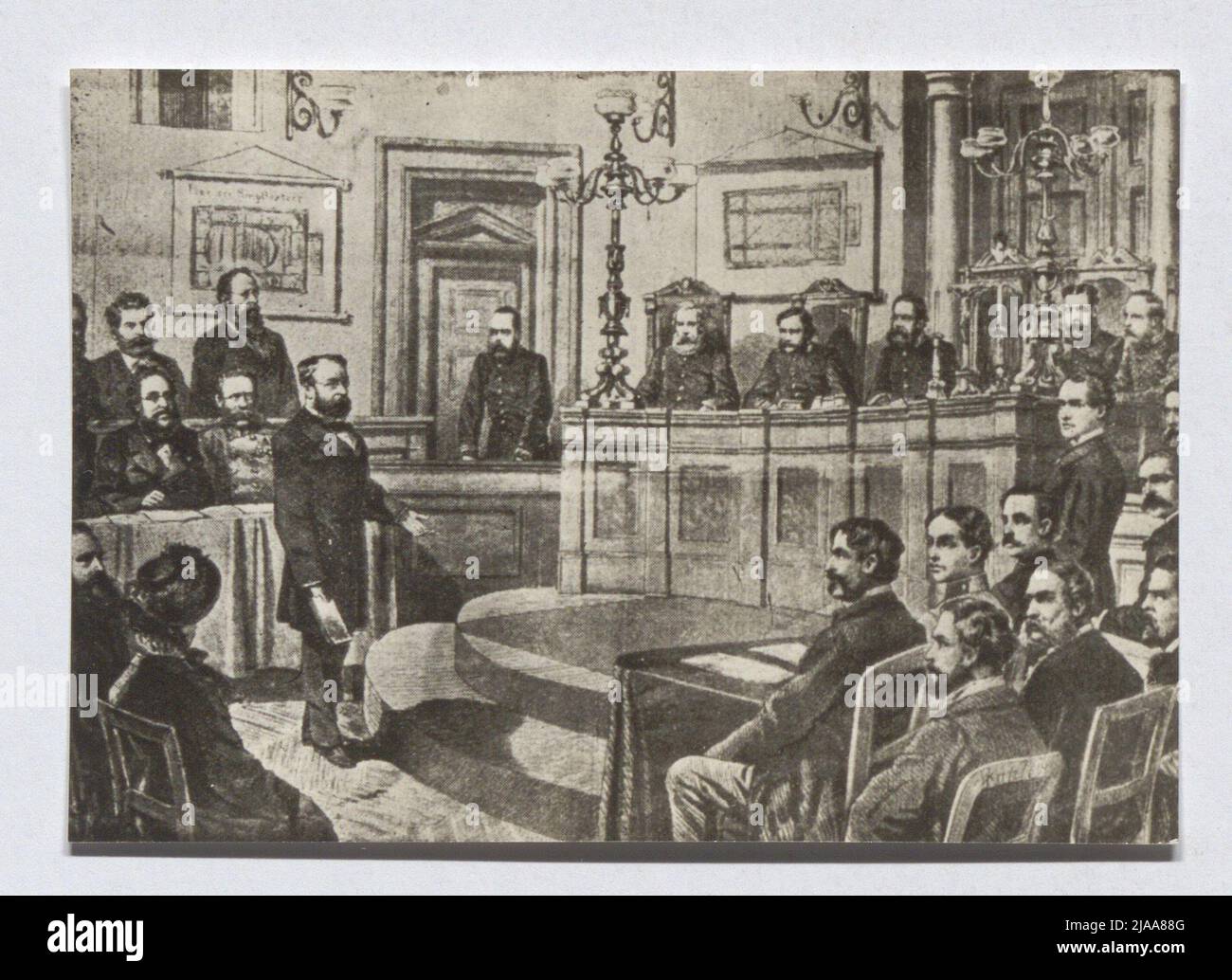 After a newspaper illustration: Director Franz Jauner as an charger in ...