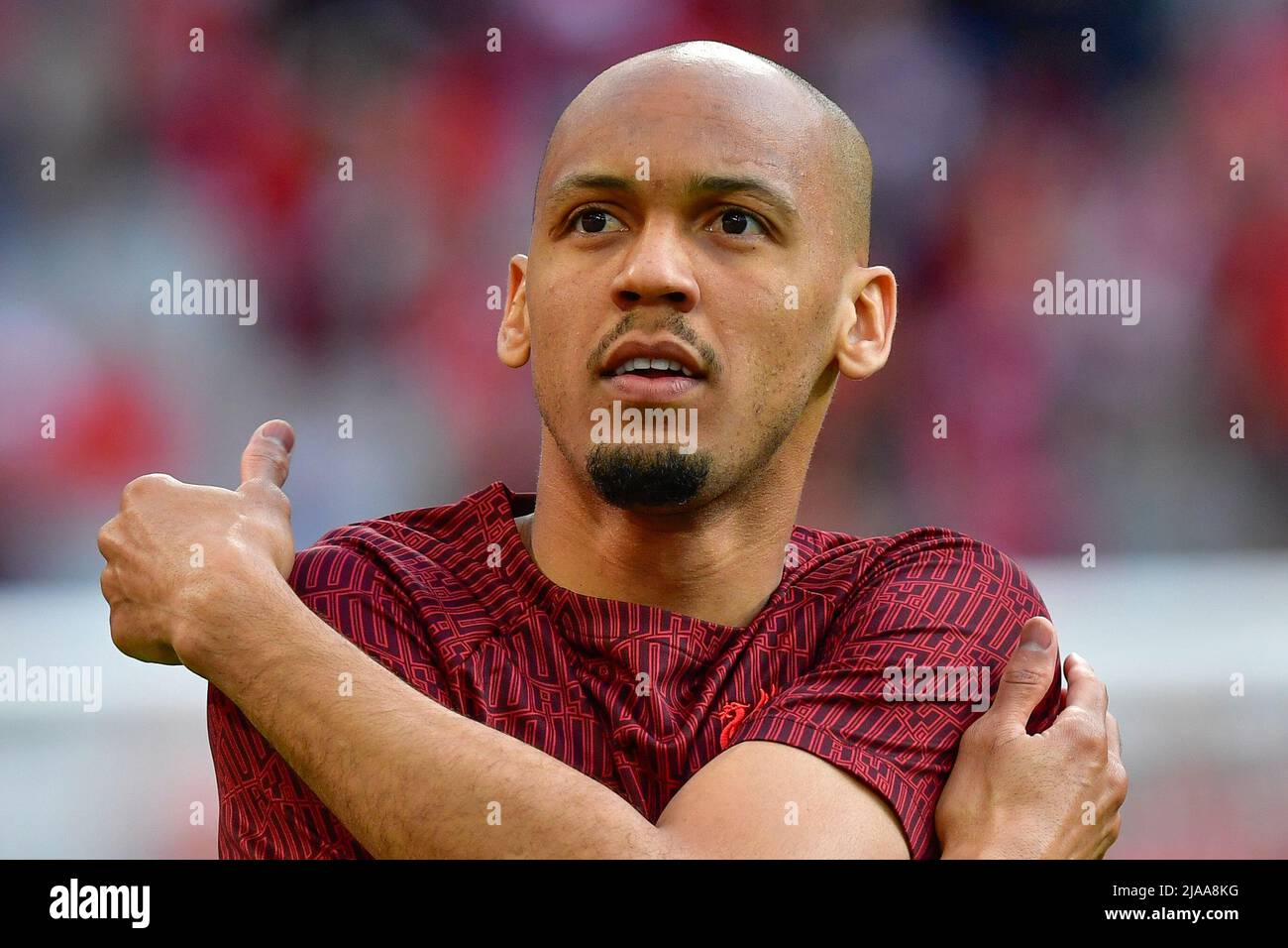 Paris, France. 28th May, 2022. Fabinho of Liverpool is warming up ...